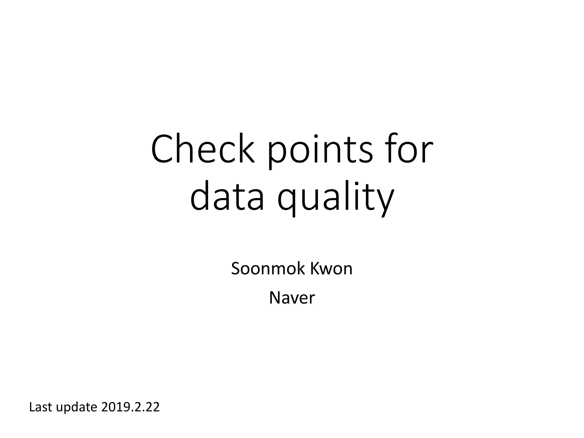 Checkpoints for data_quality | PPT