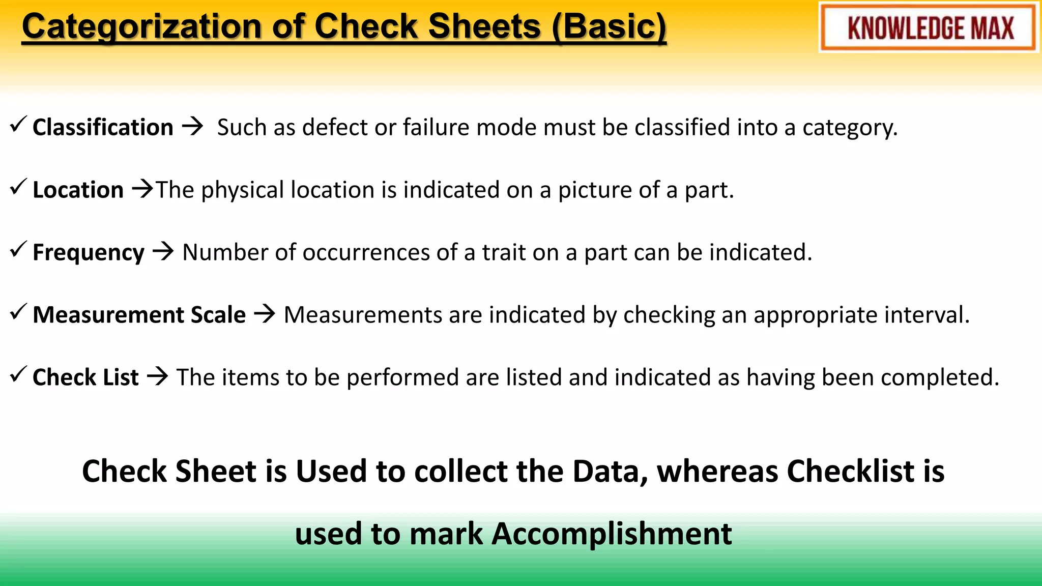 Check sheets 7 tools of quality | PPTX