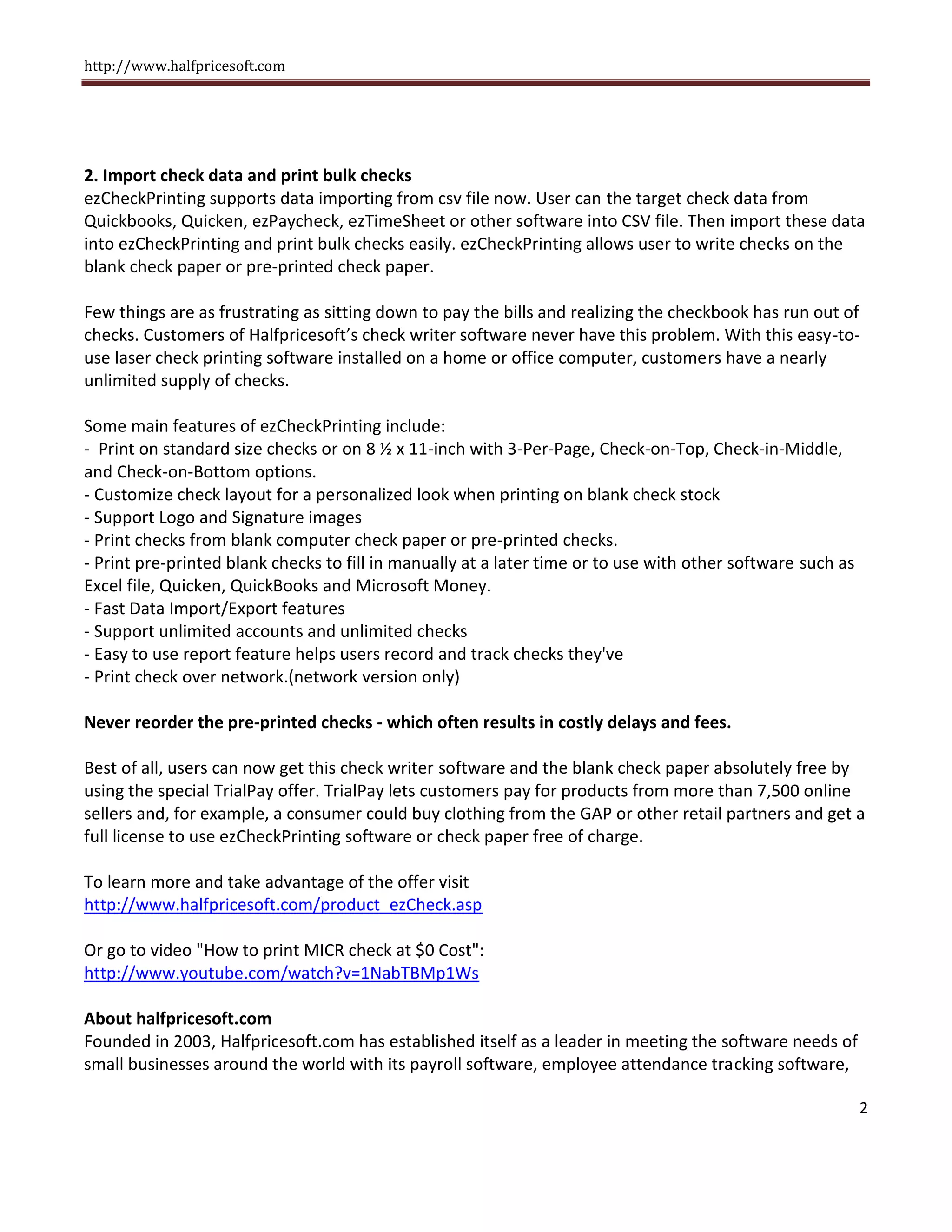 Printing Checks For QuickBooks or Quicken Is Easier With Check Writing ...