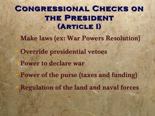 Checks on presidential powers | PPT