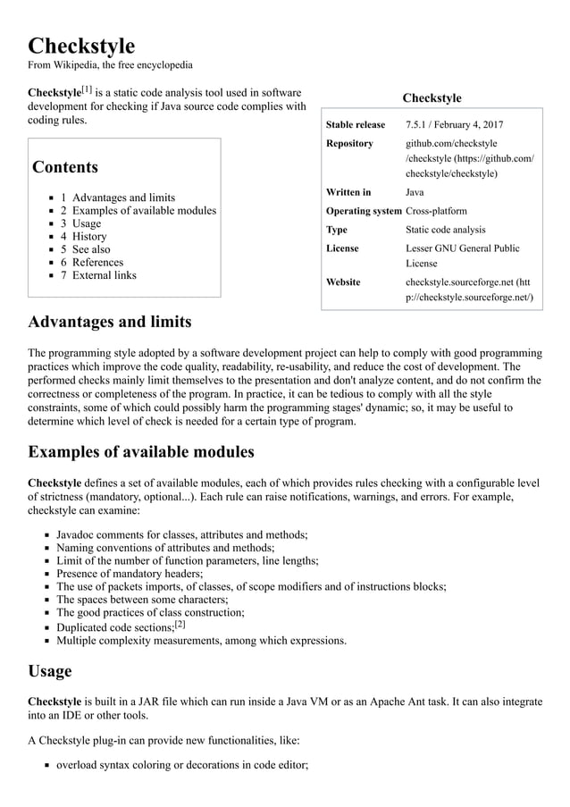 Checkstyle wikipedia | PDF