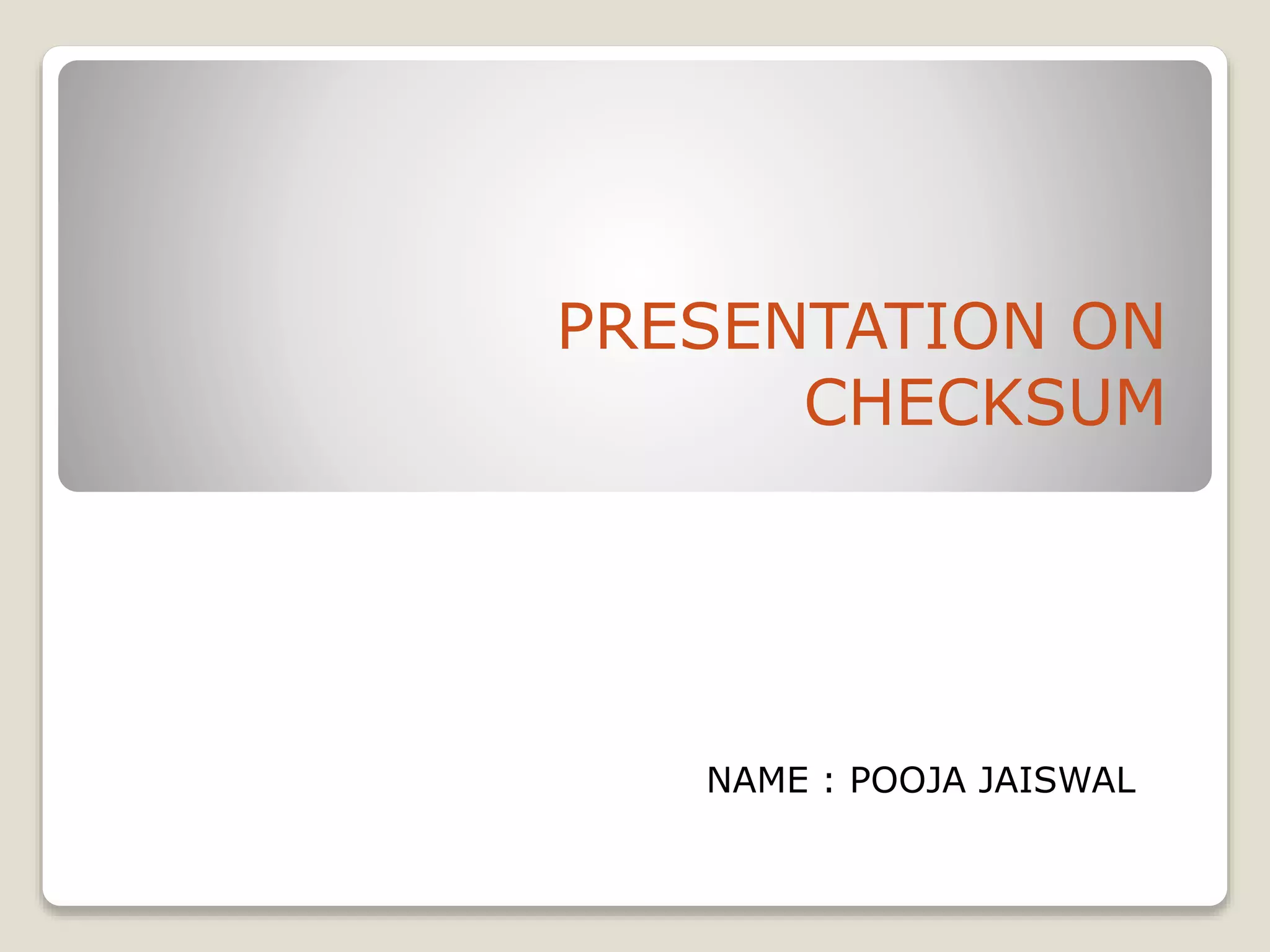 Check sum | PPTX