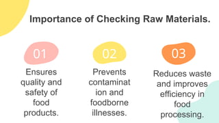 CHECK THE AVAILABILITY OF RAW MATERIALS ACCORDING TO THE REQUIRED FOOD ...