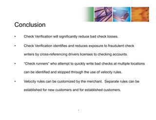 Check Verification | PPT
