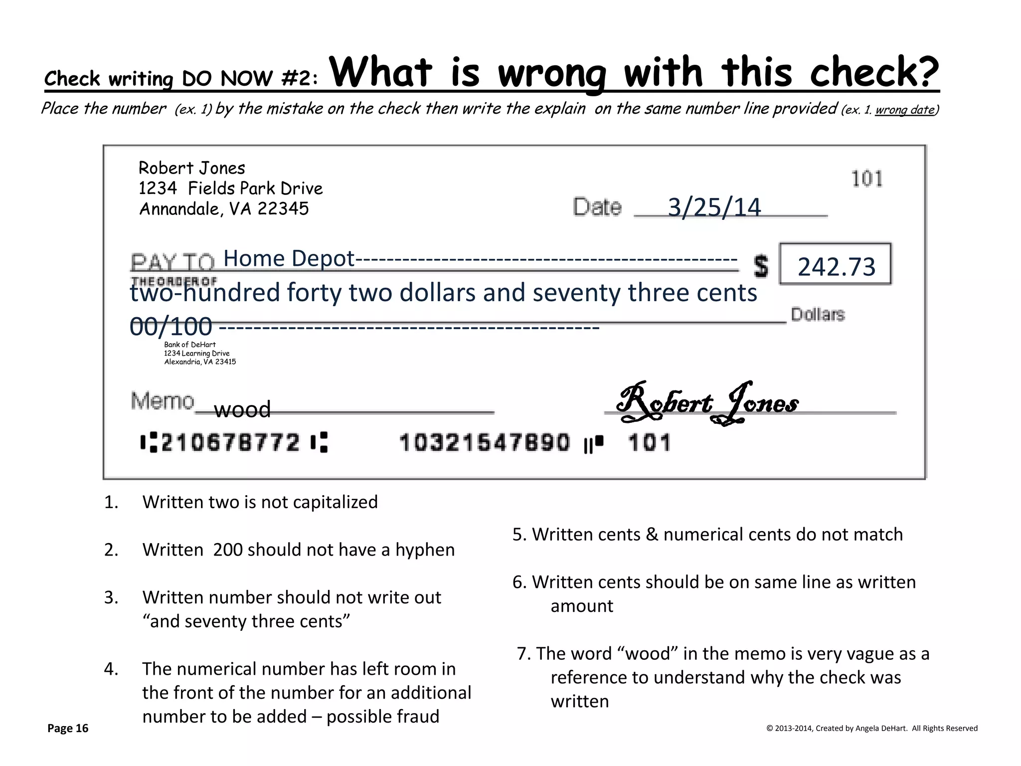 Check Writing Do Now ANSWERS | PDF