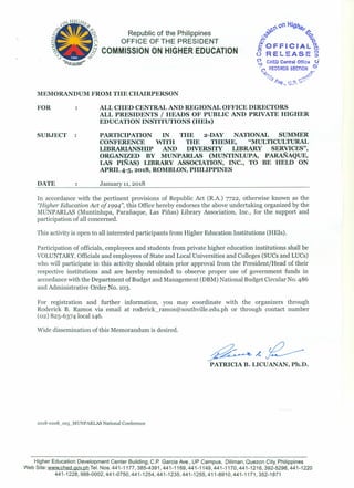 CHED Endorsement & April 3-7, 2018 Breakthrough National Summer ...