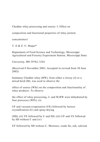 Cheddar whey processing and source I. Effect oncompositio.docx