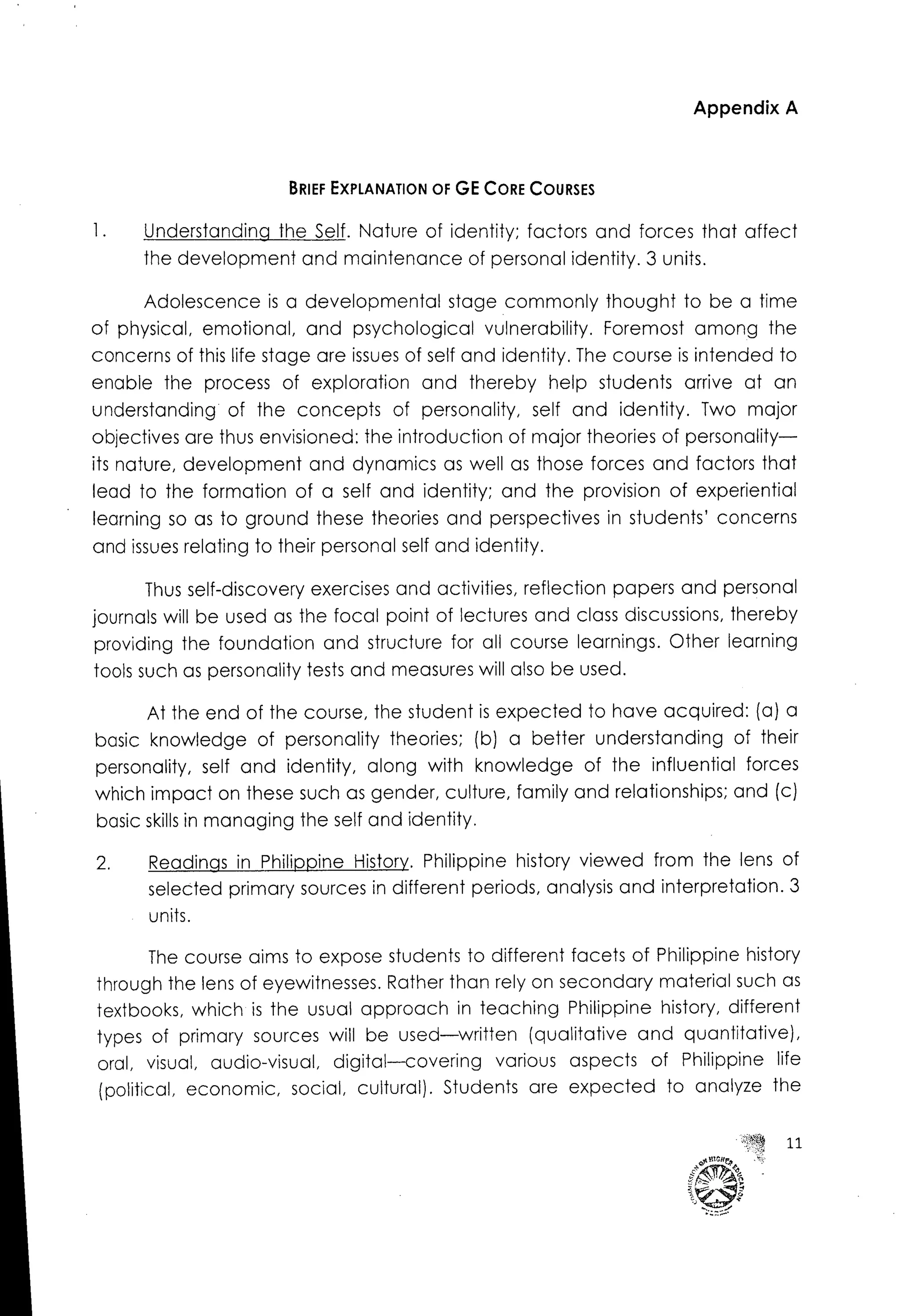 CHEd Memorandum Order No. 20 s2013 - General Education Curriculum | PDF