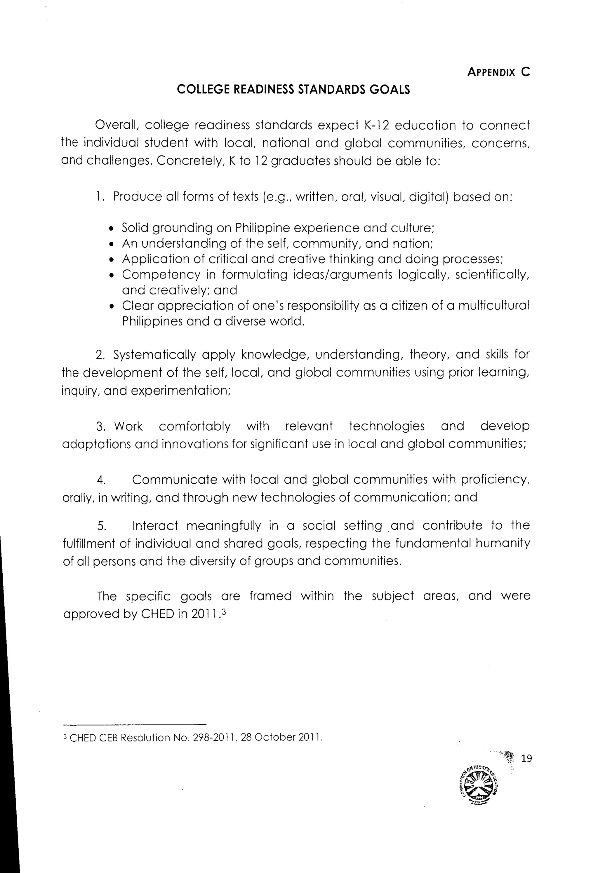 CHEd Memorandum Order No. 20 s2013 - General Education Curriculum | PDF