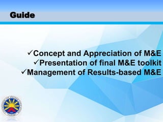 Guidance on M&E | PPTX | Business Accounting & Finance | Business