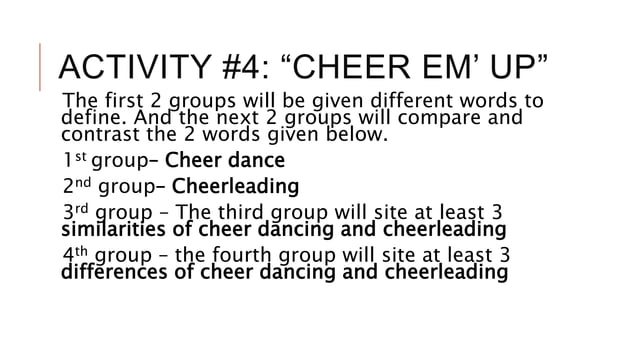 Cheerdance | PPTX | Fitness and Exercise | Healthy Living