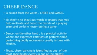 CHEERDANCE P.E GROUP 2.pptx | Cheerleading | Sports