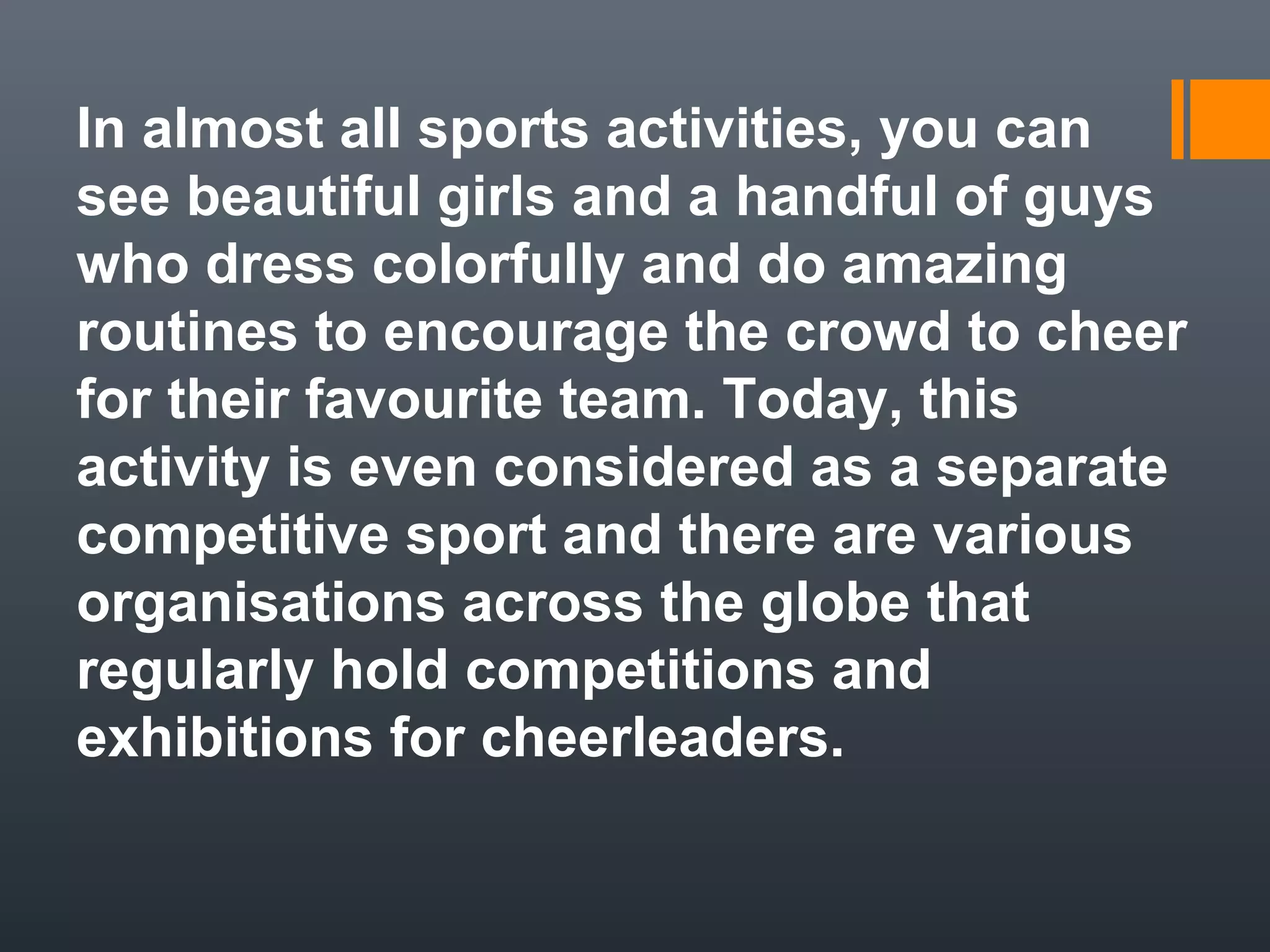 Cheerleading History : How it All Started | PPT | Cheerleading | Sports