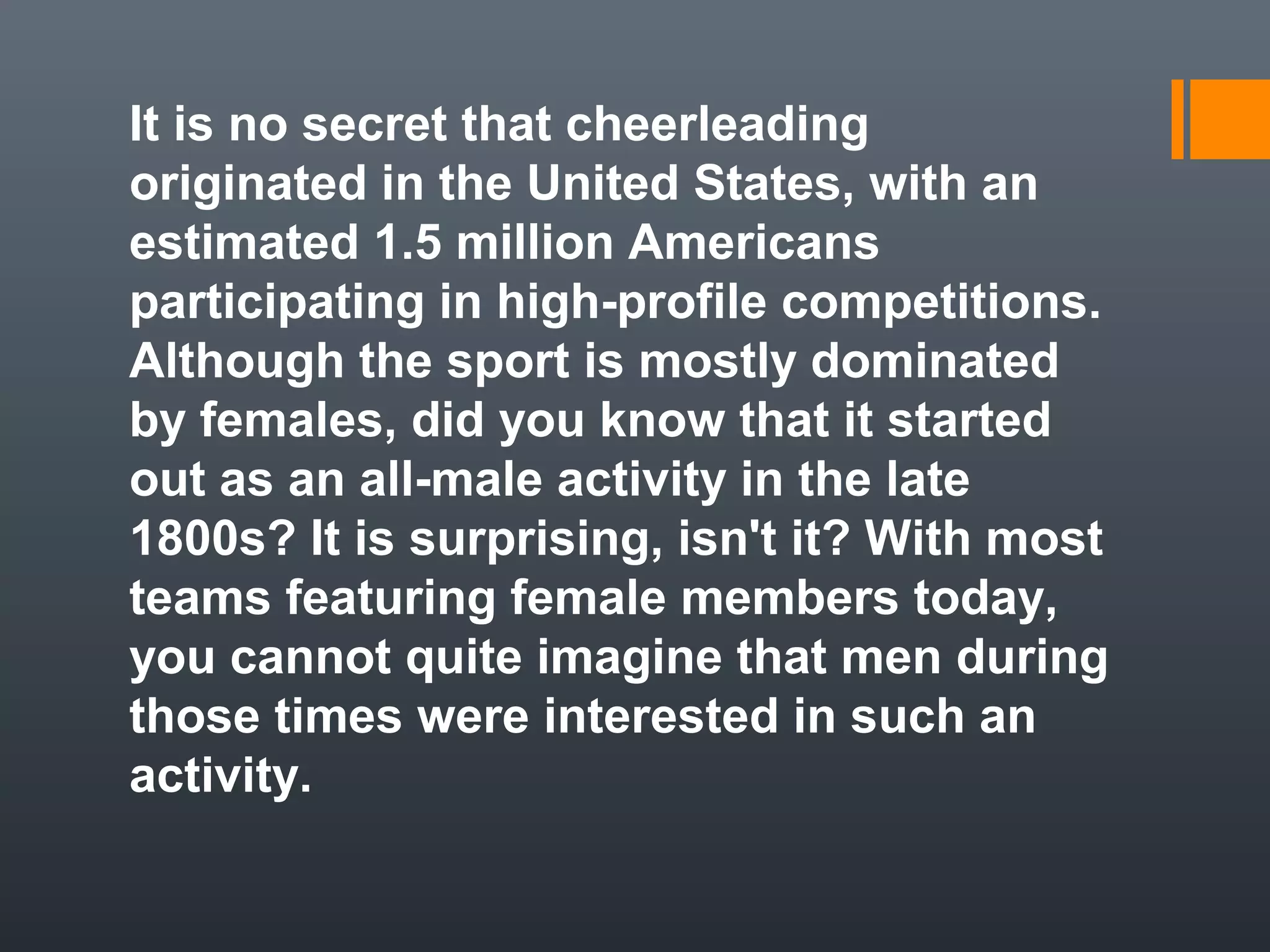 Cheerleading History : How it All Started | PPT