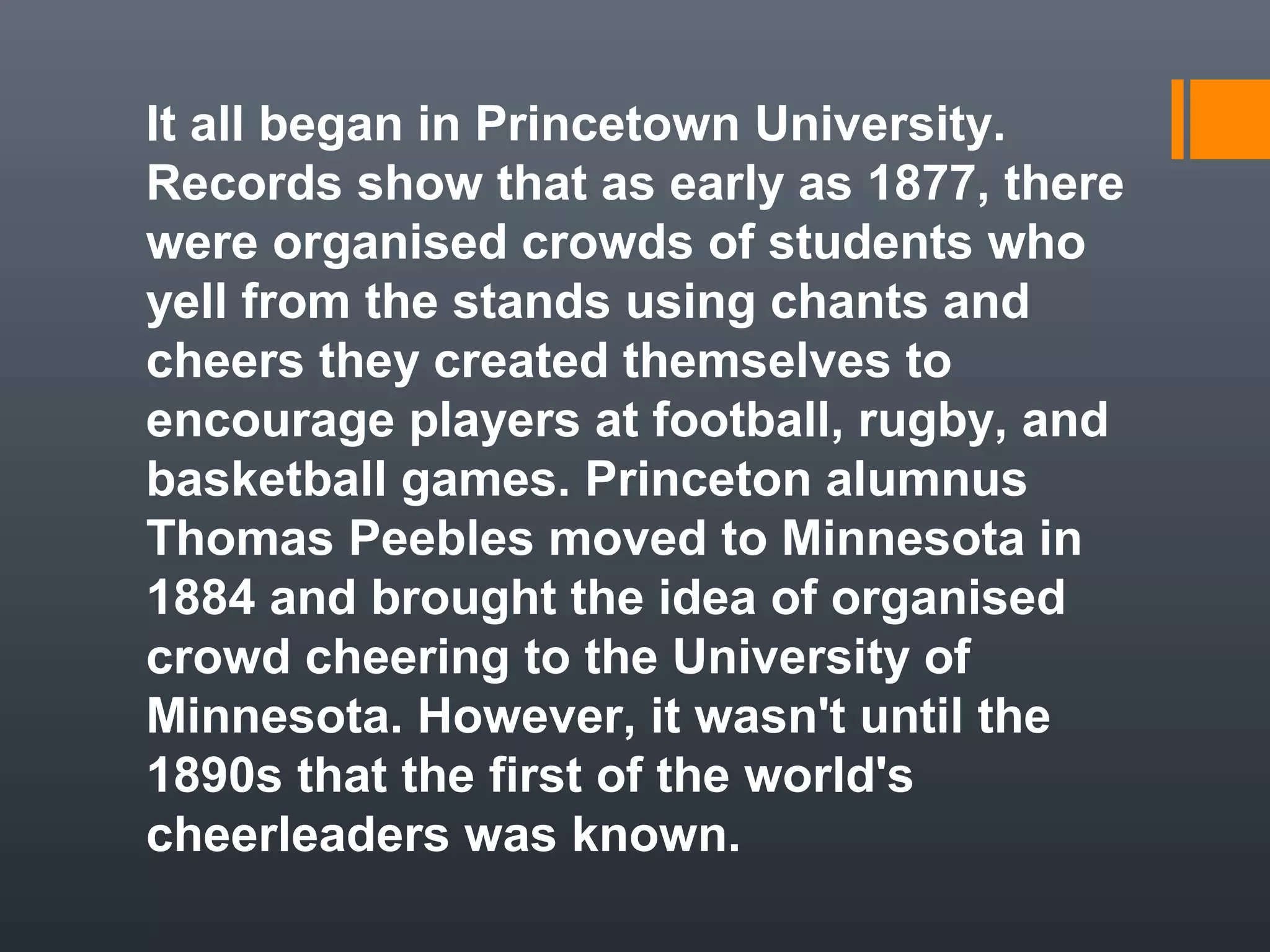 Cheerleading History : How it All Started | PPT | Cheerleading | Sports
