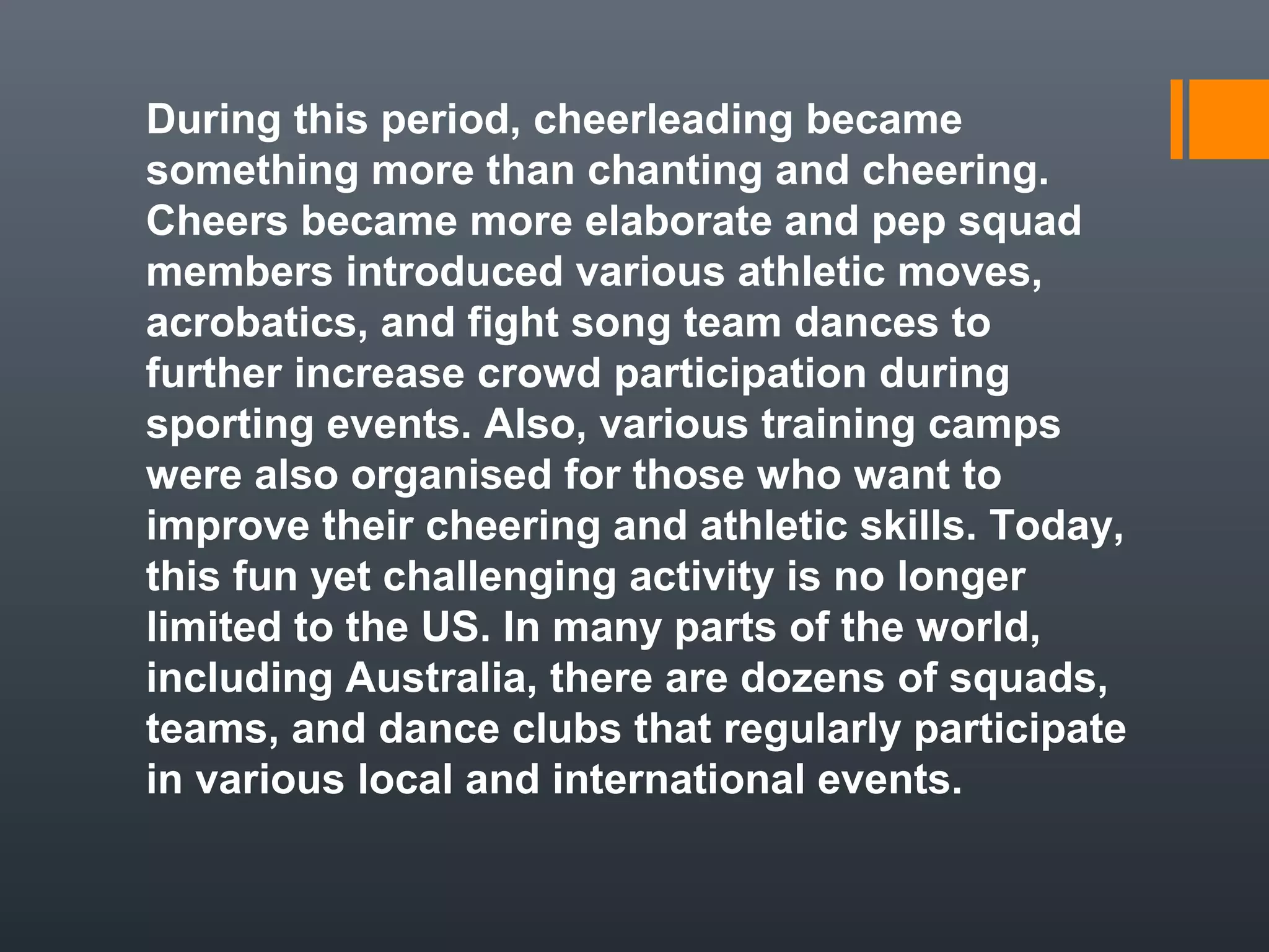 Cheerleading History : How it All Started | PPT | Cheerleading | Sports