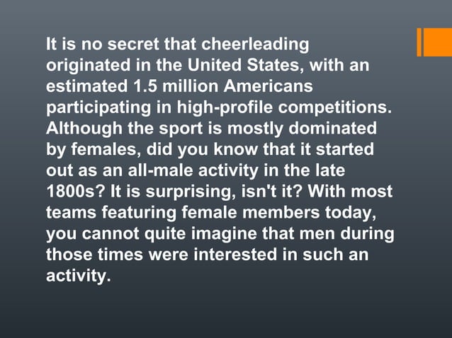 Cheerleading History : How it All Started | PPT | Cheerleading | Sports