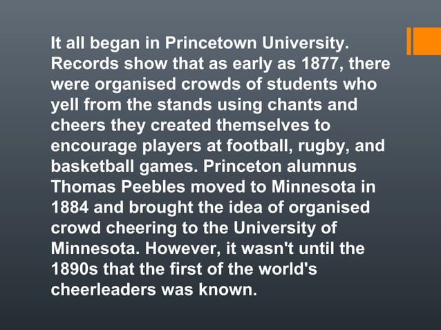 Cheerleading History : How it All Started | PPT | Cheerleading | Sports