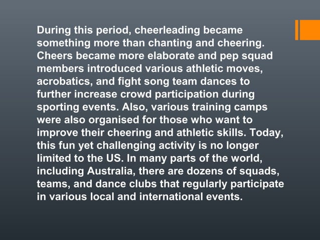 Cheerleading History : How it All Started | PPT | Cheerleading | Sports