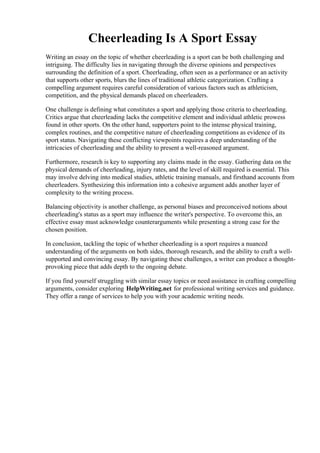Cheerleading Is A Sport Essay. cheerleading essay on why i want to be a ...
