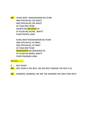 Cheers and Yells of Red team.docx