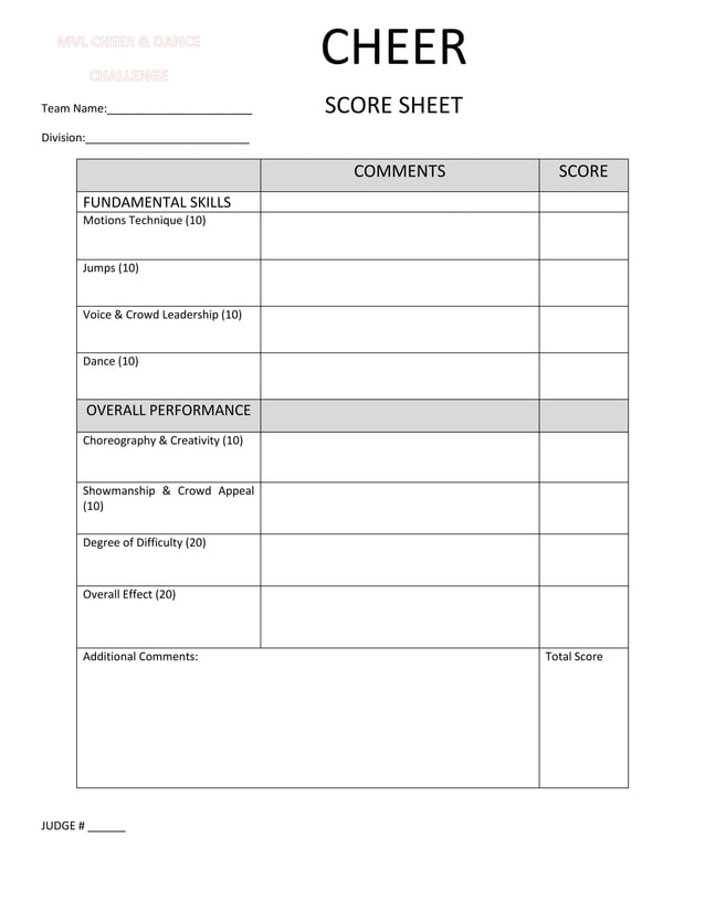 Cheer score sheet | DOCX