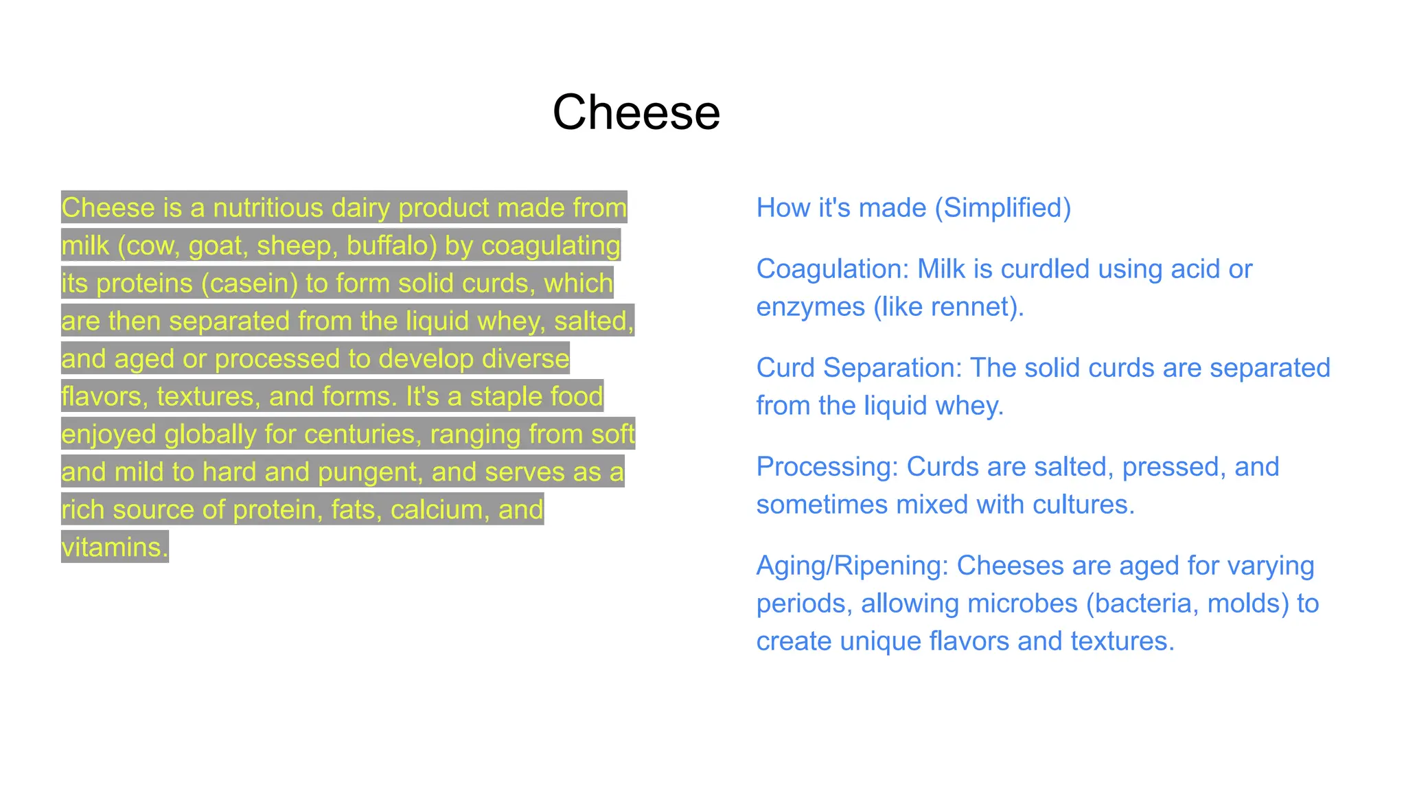 cheese and it's Characteristics and How it is made.pdf