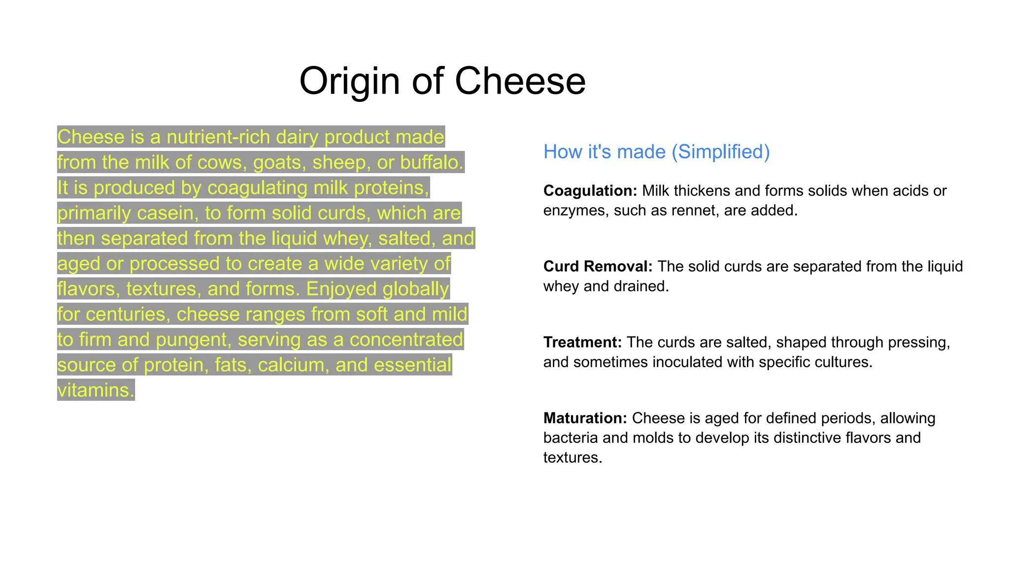 cheese,properties,example, origin,use .pptx