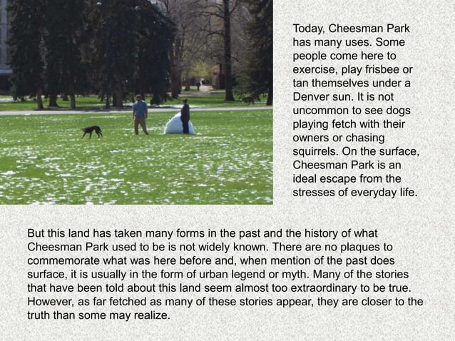 The Dark History of Cheesman Park | PPTX | Parks | Attractions