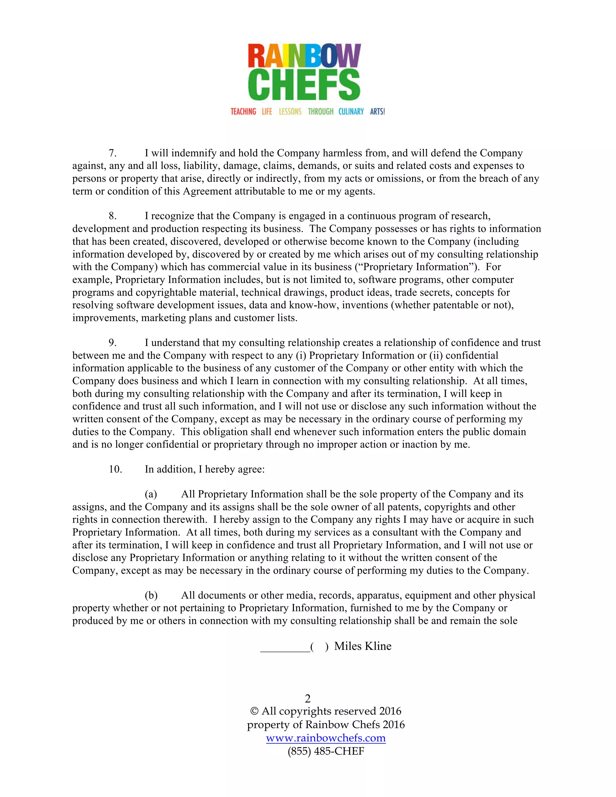 Chef contract | PDF