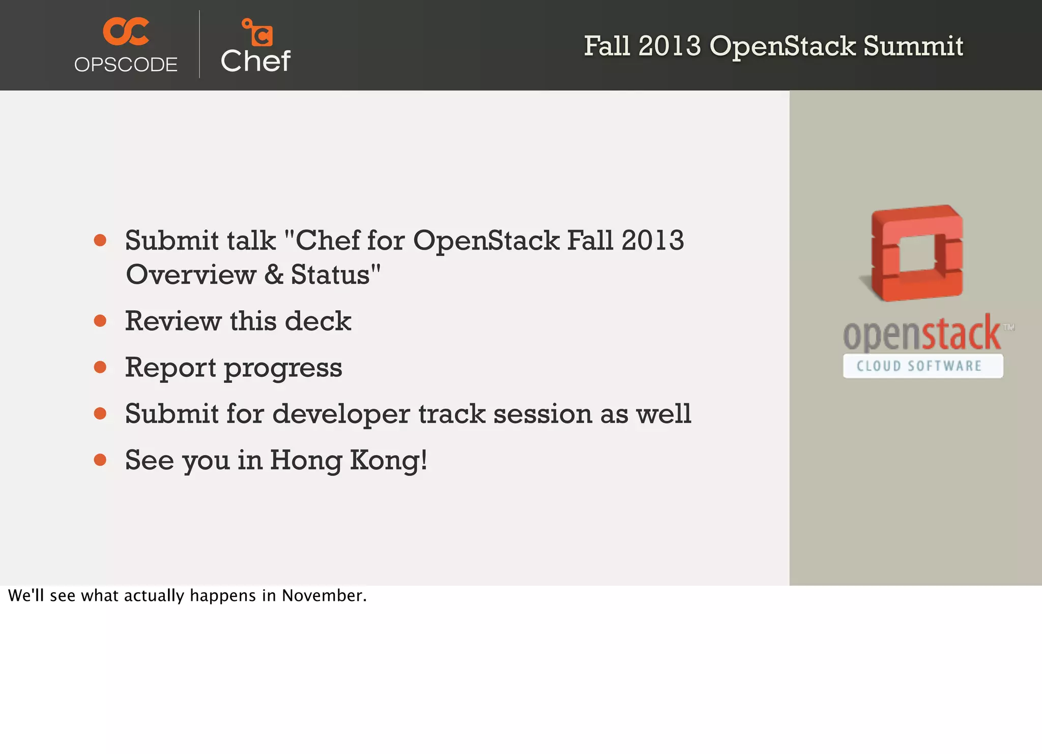 Chef for OpenStack: Grizzly Roadmap | PPT