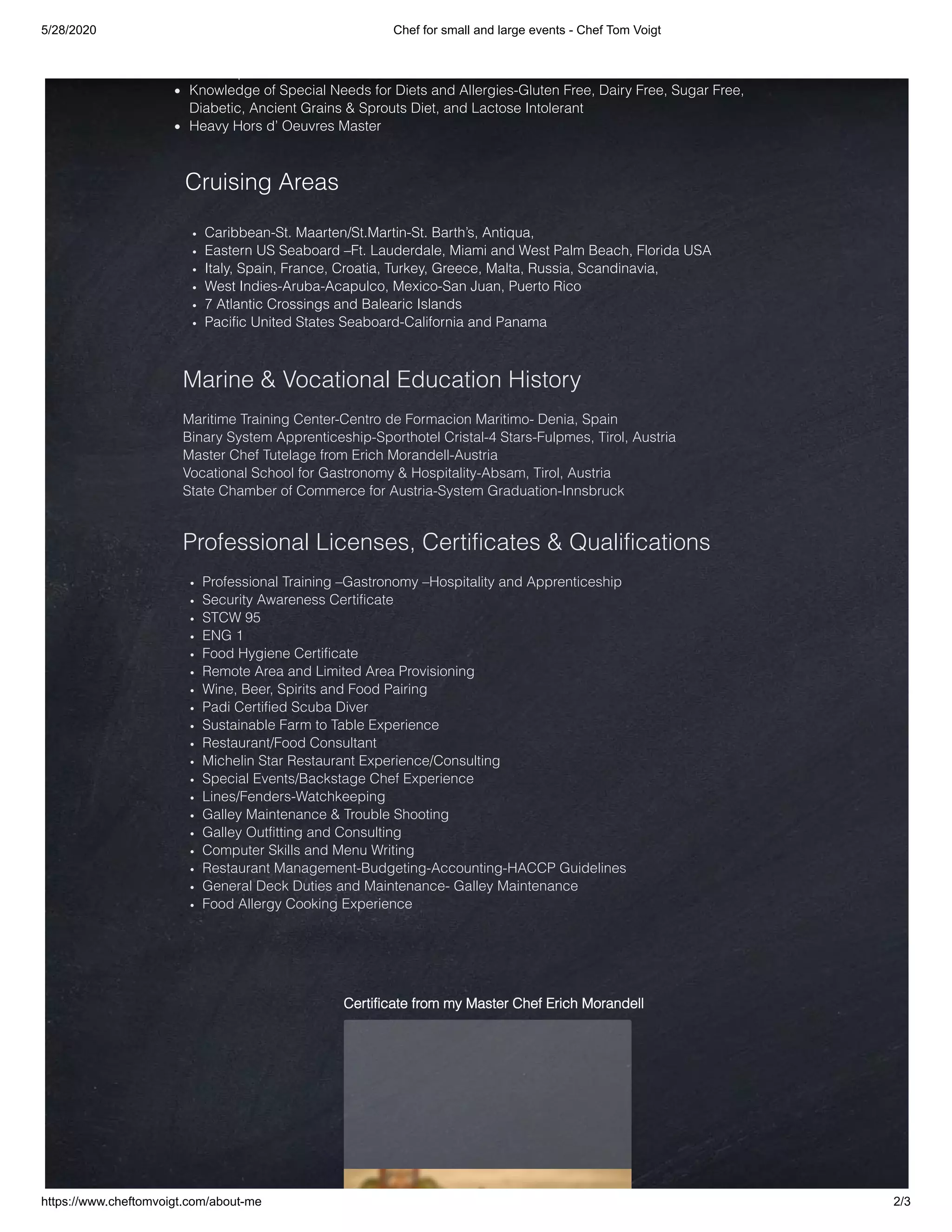 Chef for small and large events | Chef tom voigt | PDF