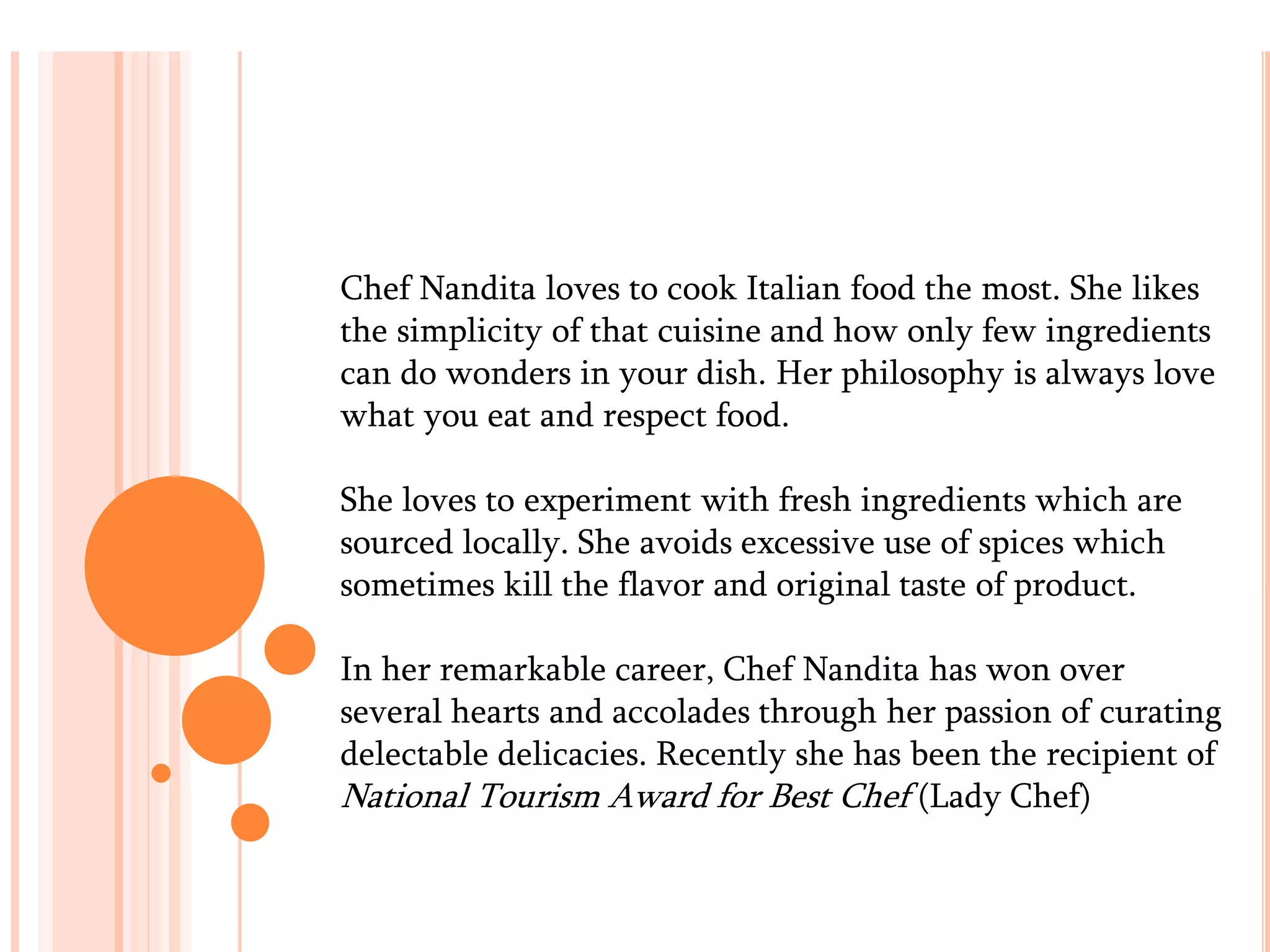 About | Chef Nandita Karan | PDF