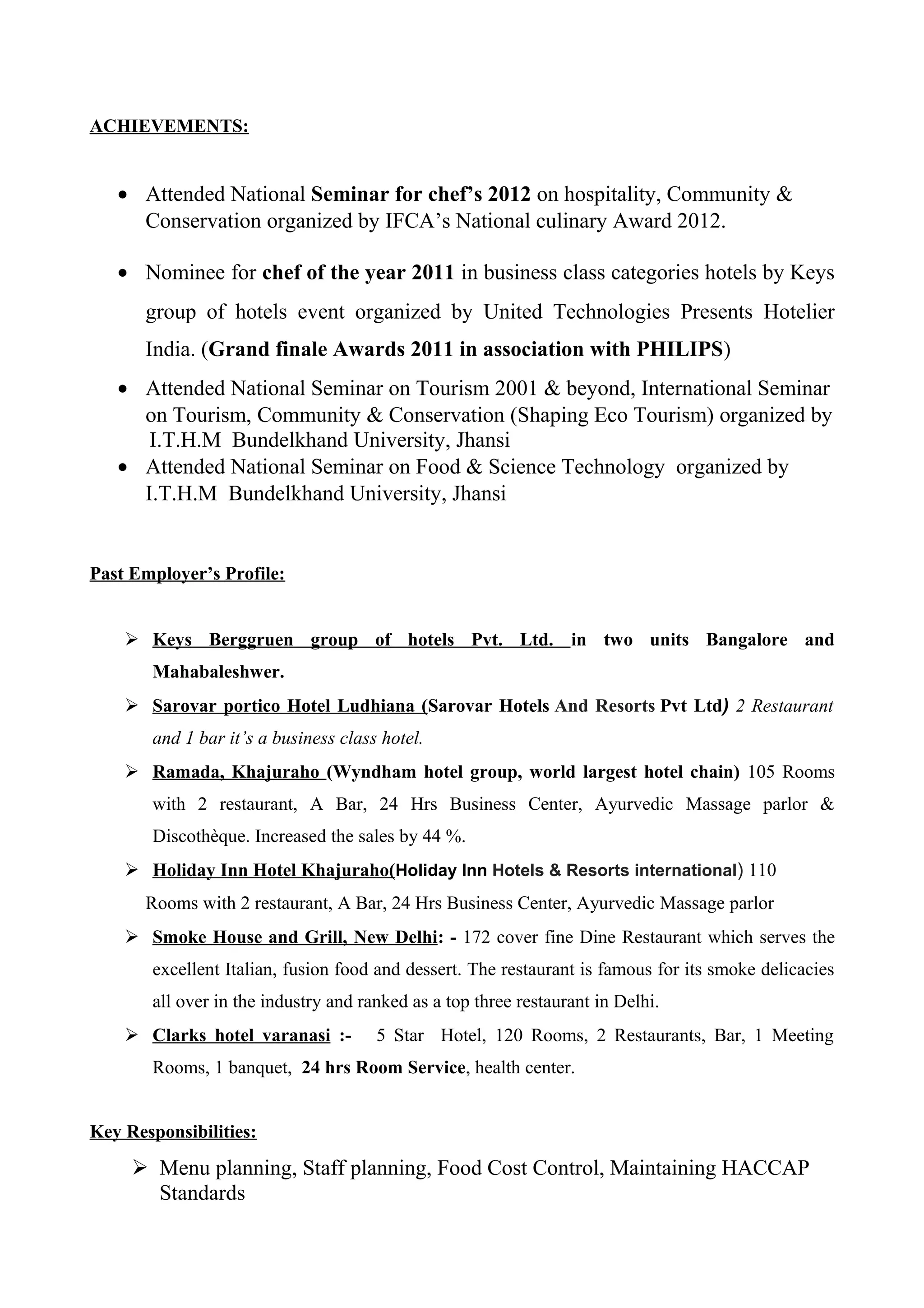 Chef yagya resume | PDF