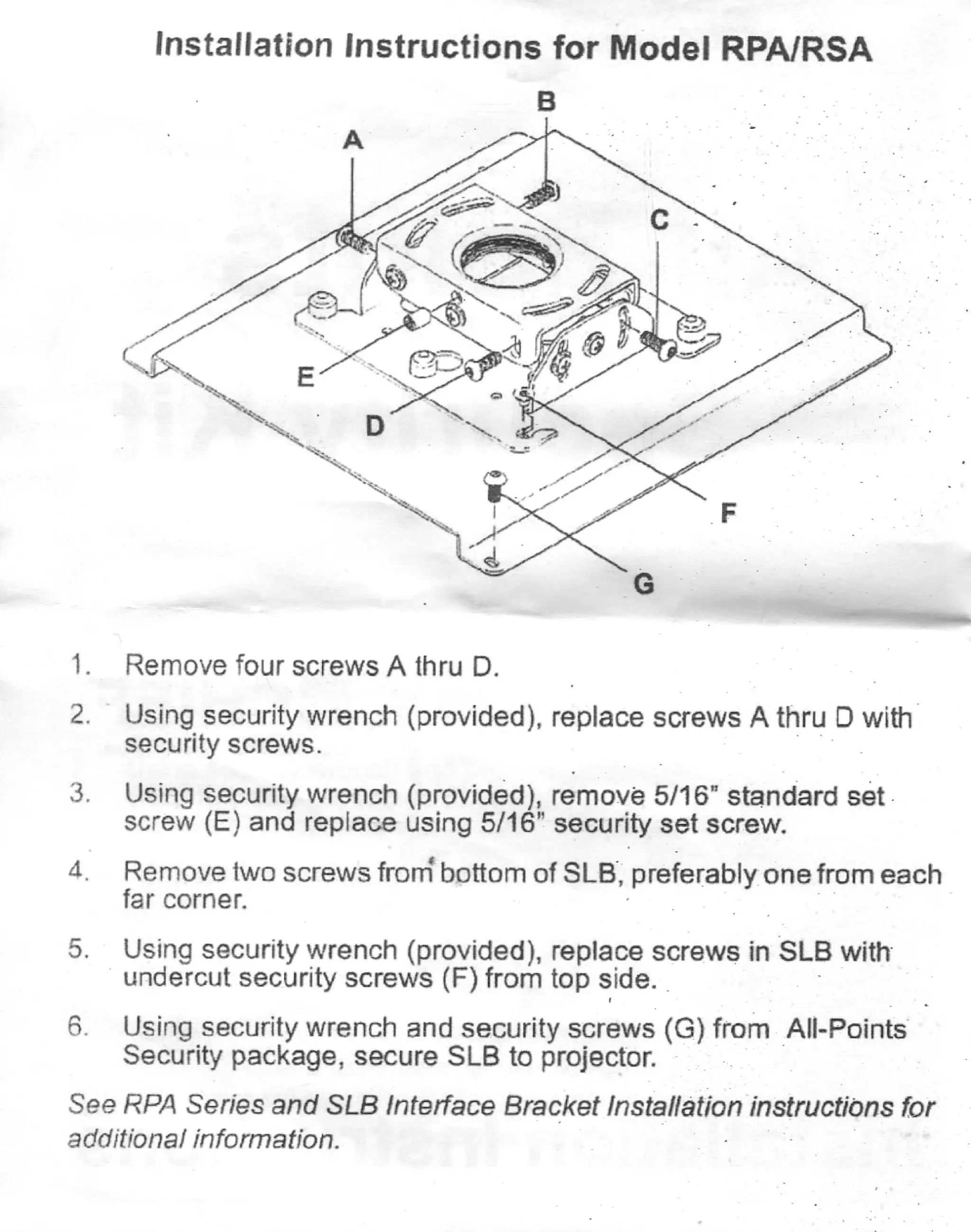 CHIEF - All-Points Security Kit - Installation Instructions | PDF