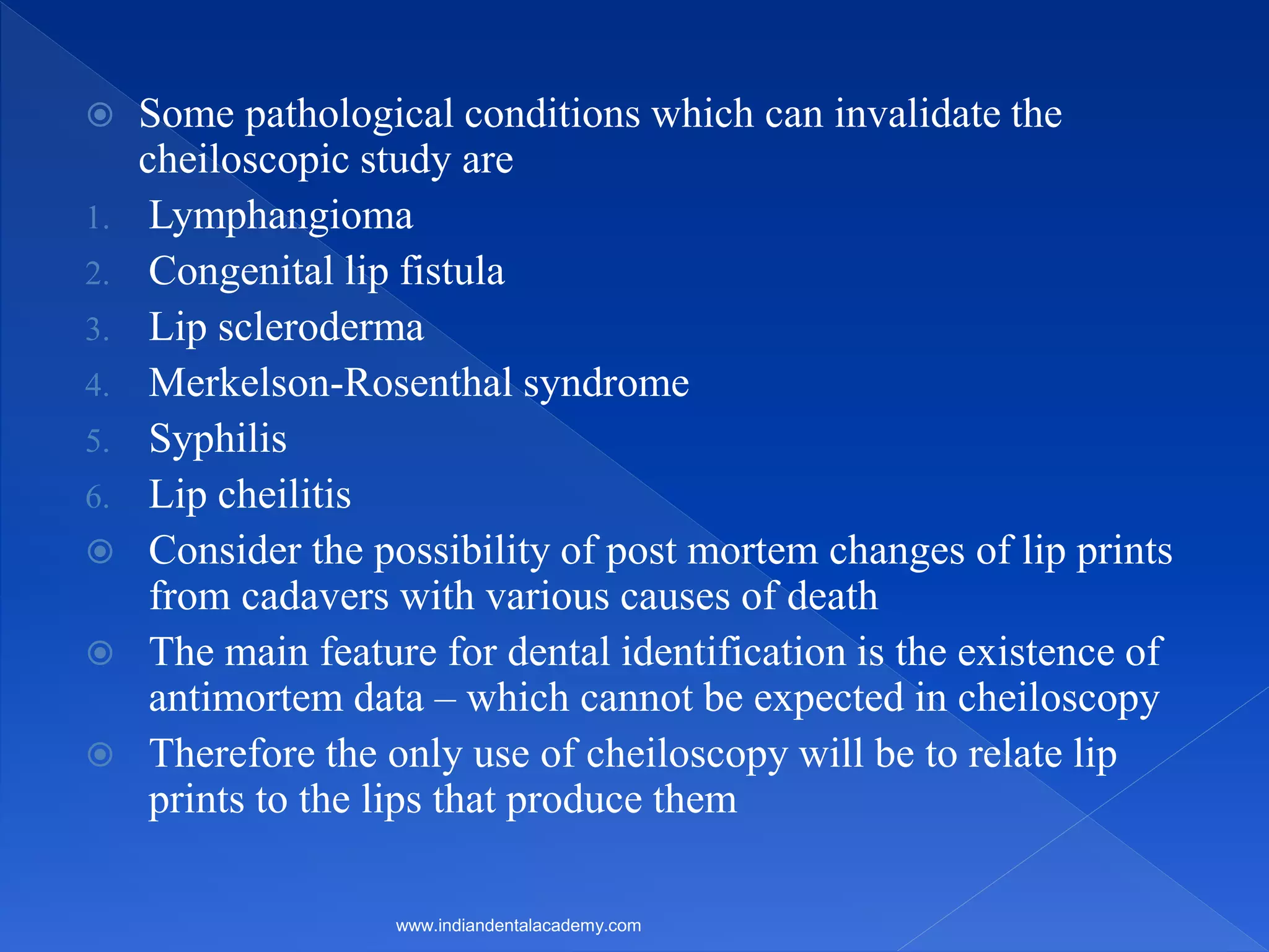 Cheiloscopy main/ dental implant courses | PPTX