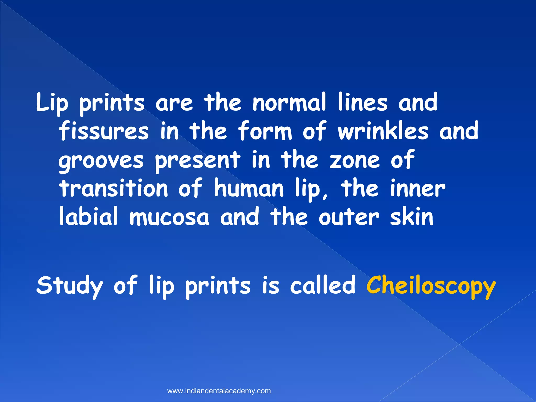 Cheiloscopy main/ dental implant courses | PPTX