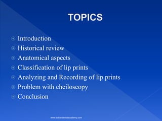 Cheiloscopy main/ dental implant courses | PPTX