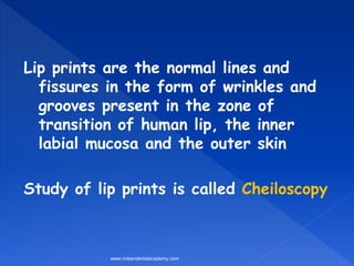 Cheiloscopy main/ dental implant courses | PPTX