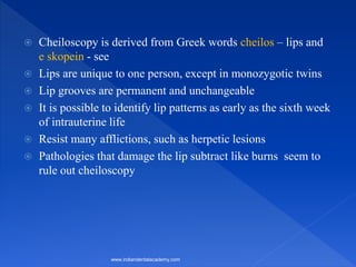 Cheiloscopy main/ dental implant courses | PPTX