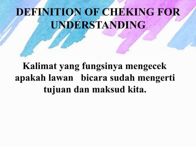Cheking for understanding | PPT