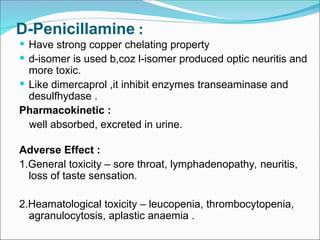 Pharmacotherapy of chelating agents (Heavy metal antagonist) | PPT
