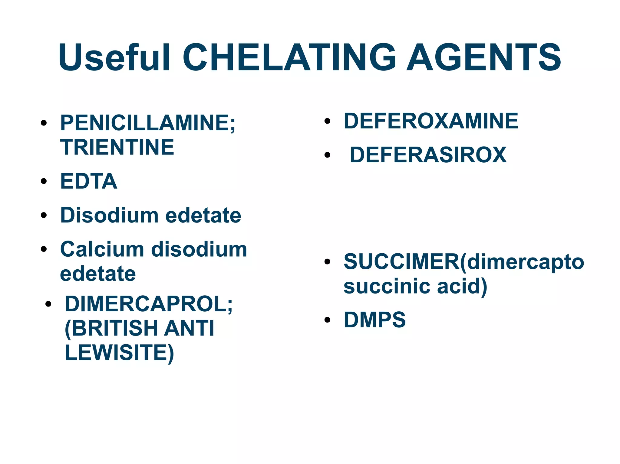 Chelating agents -pharmacology | ODP | Blood Disorders | Diseases and ...