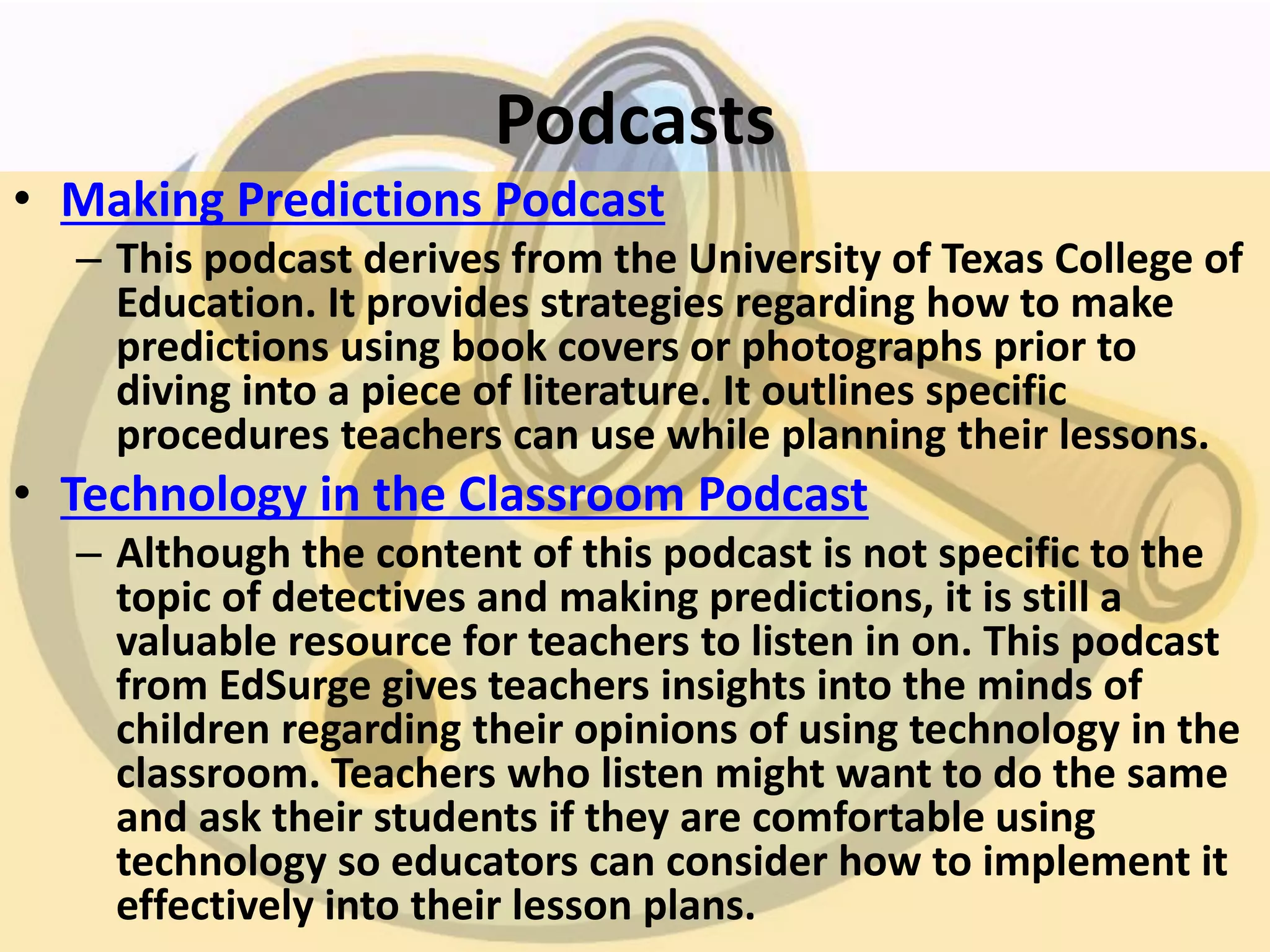 Chelo, Taylor; Detectives & Making Predictions | PPTX | Education