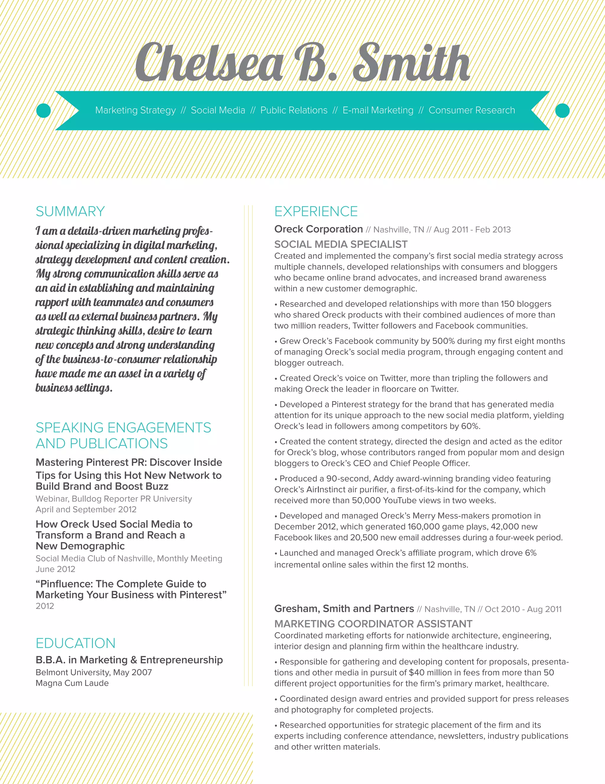 Chelsea B. Smith Marketing Resume | PDF