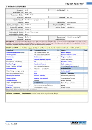 Chelsea risk assessment | DOC | Medical Health