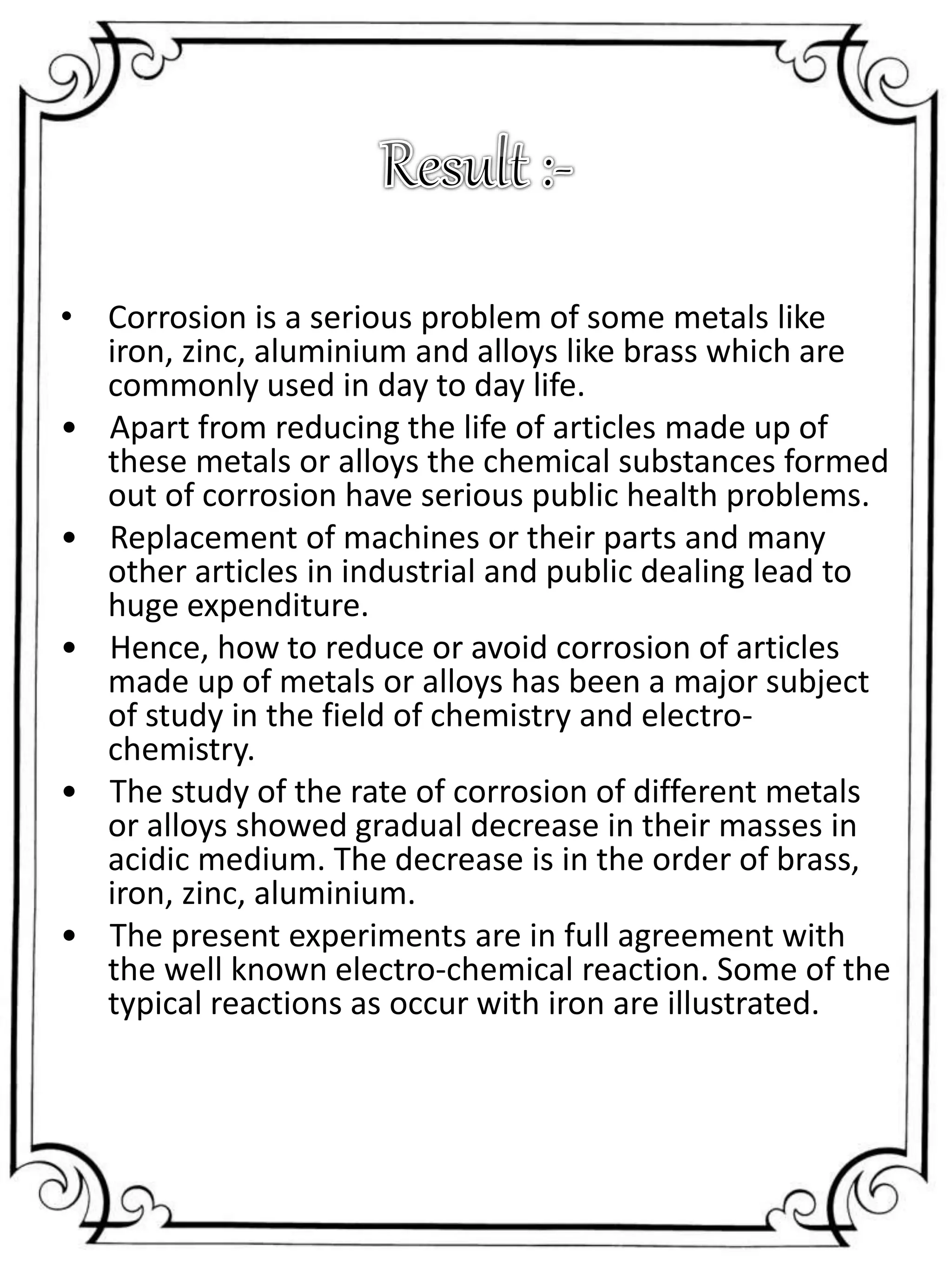 Chemistry investigatory project on Effect of Metal Coupling on ...