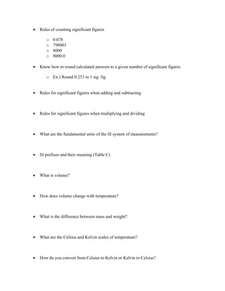 Chemistry - Chp 3 - Scientific Measurement - Study Guide | DOC