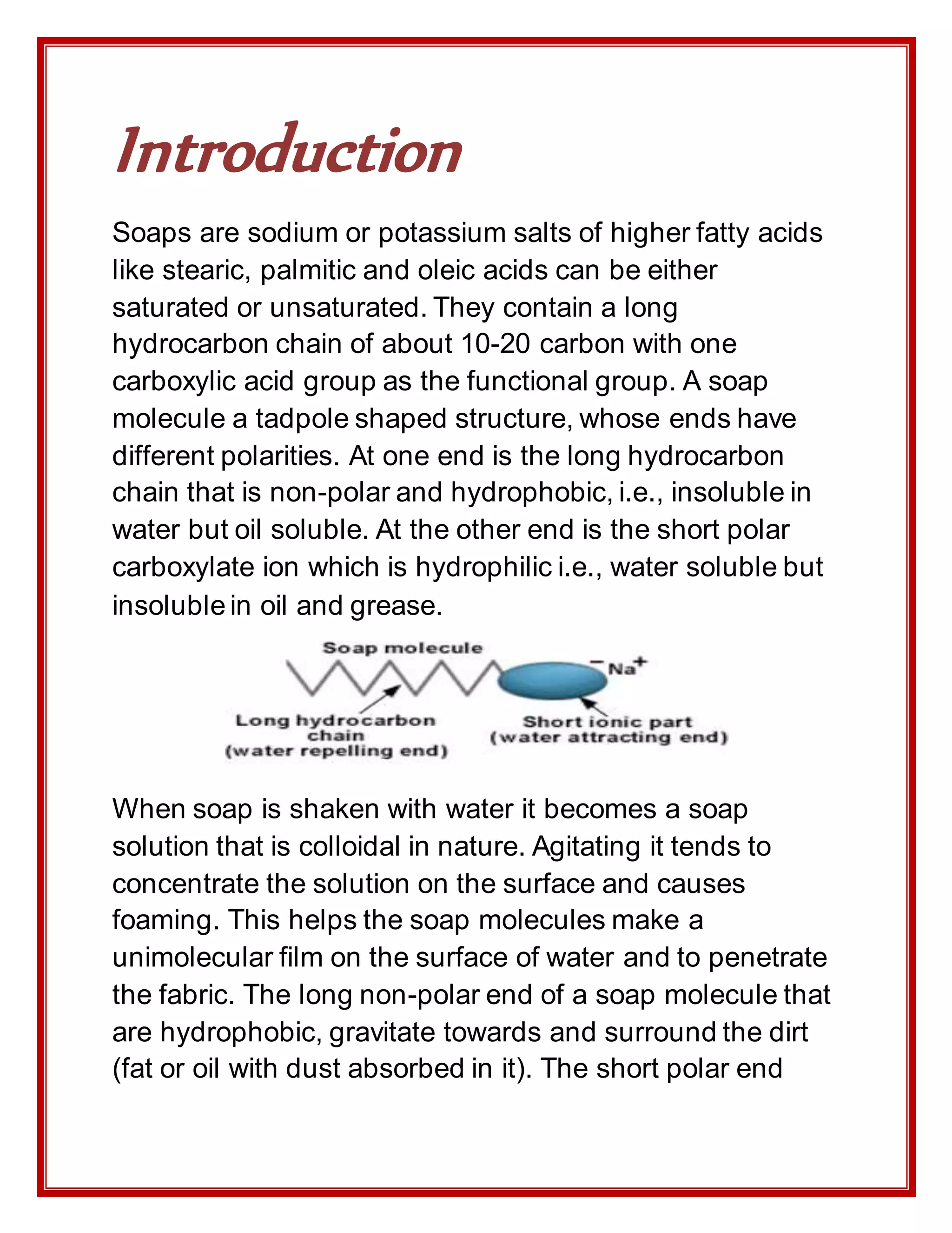 Foaming Capacity of Soap | DOCX