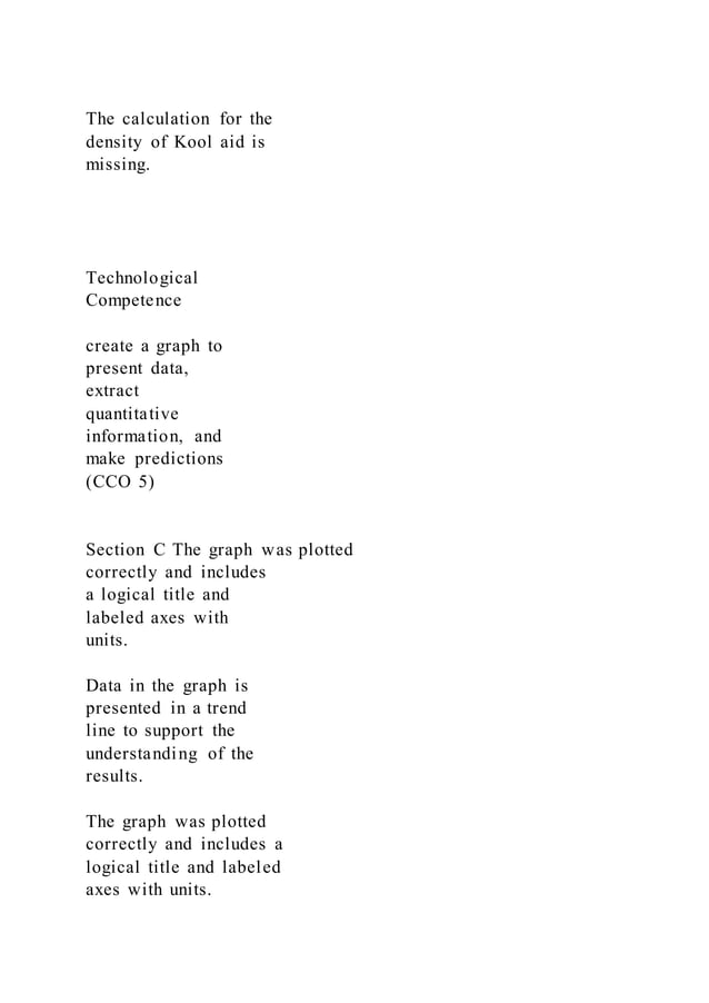 CHEM100 CGA Rubric Spring 2020 Lab Assignment Que | DOCX | Chemistry | Science